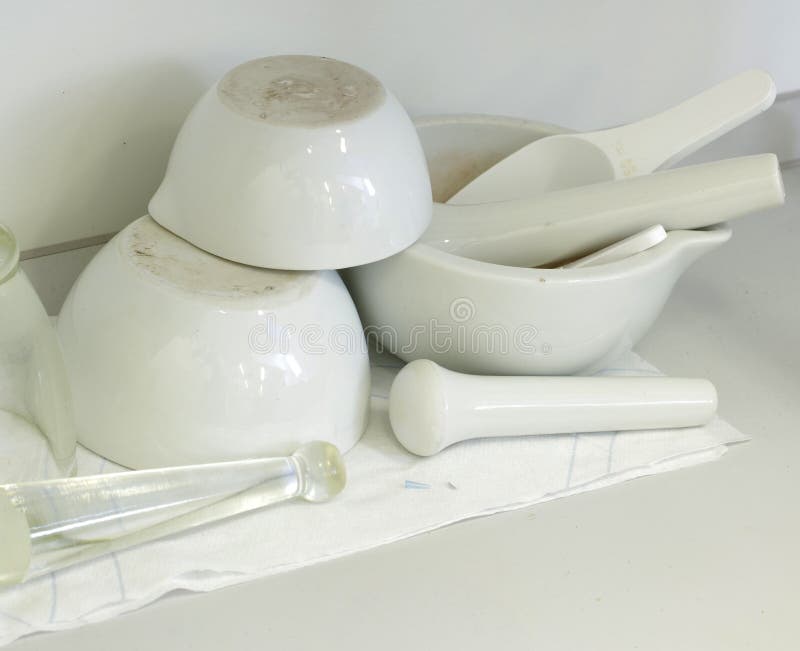 Ceramic Mortar Laboratory Equipment Stock Photo - Image of grind ...