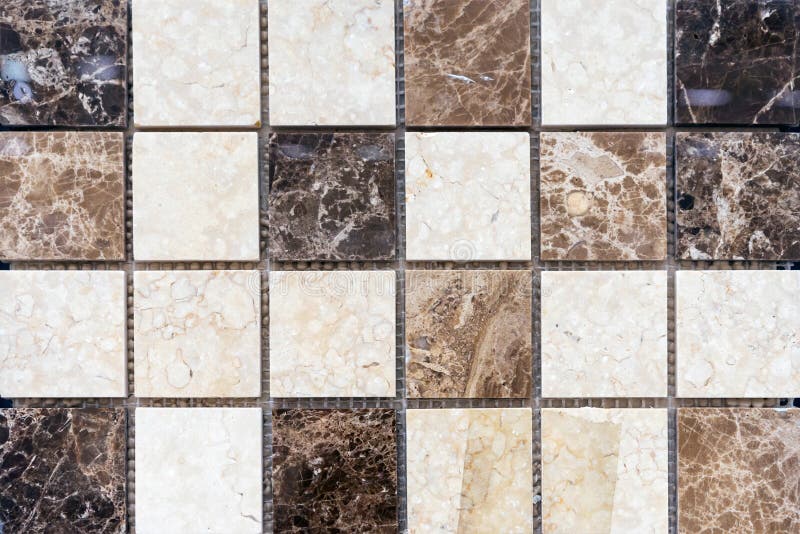 Ceramic Mosaic Tiles with Brown and Beige Squares Stock Photo - Image ...