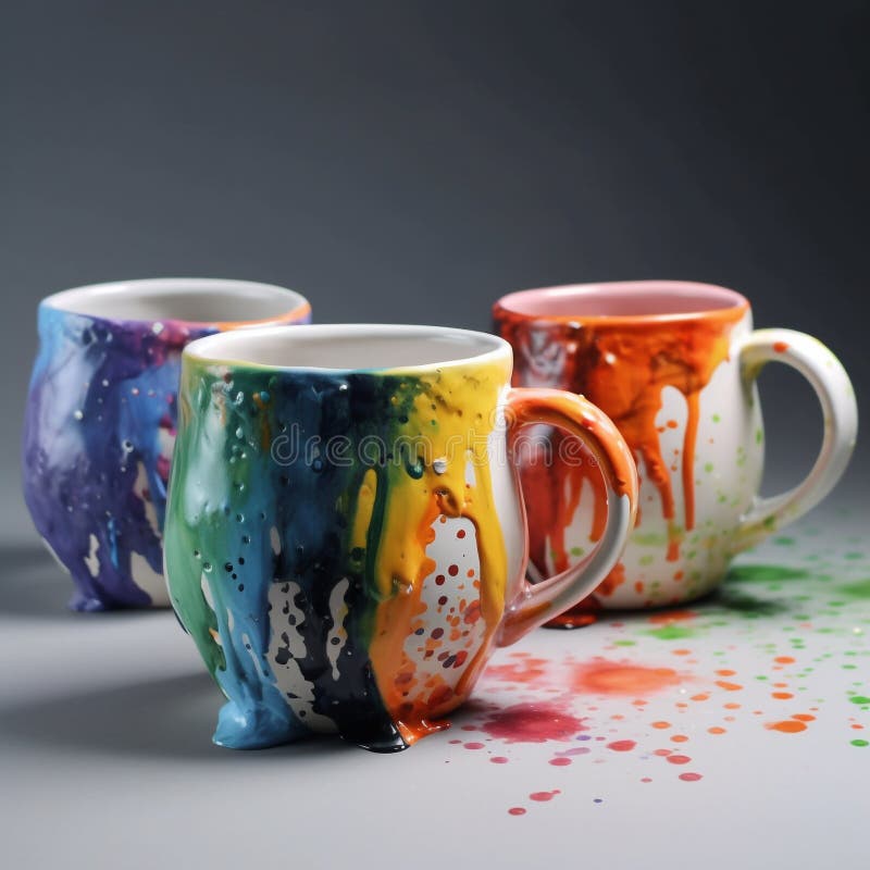 Ceramic Mugs Decorated with Various Colors and Design According To the ...