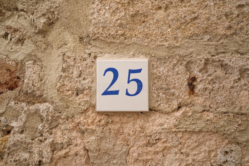 Ceramic Number Plate on Old Stone Wall Stock Image - Image of frame ...