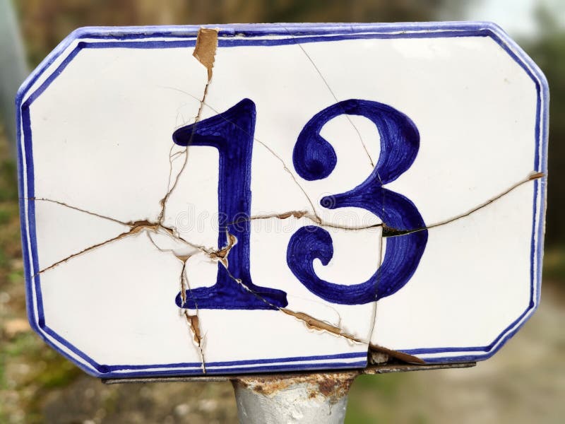 Ceramic Number Thirteen 13 on Broken Tile Stock Photo - Image of ...