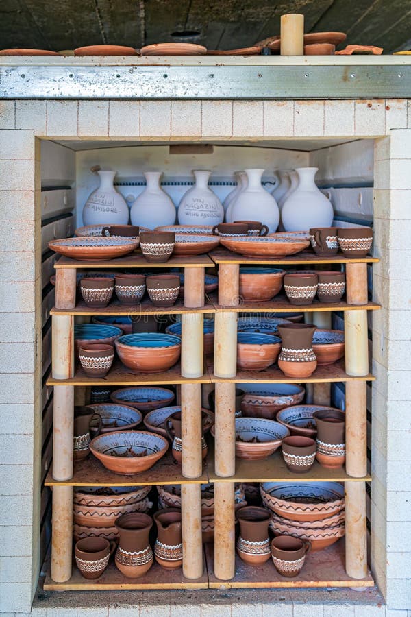 Ceramic Objects Decorated and Placed in the Oven for Drying Stock Photo ...