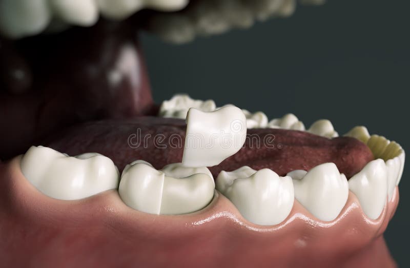 Ceramic Onlay Quarter Crown Over a Tooth- 3D Rendering Stock ...