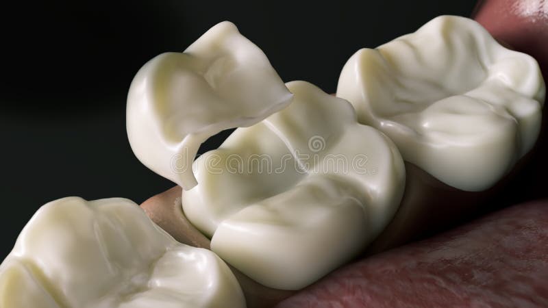 Ceramic Onlay Quarter Crown Over a Tooth- 3D Rendering Stock ...