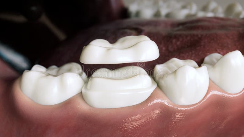Ceramic Overlay Crown Over a Tooth- 3D Rendering Stock Illustration ...