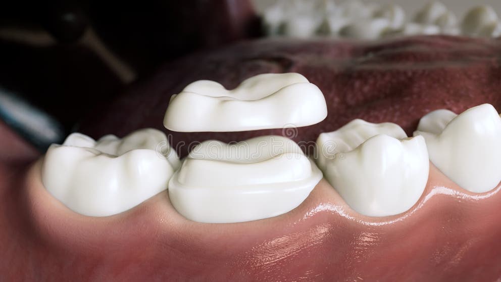 Ceramic Overlay Crown Over a Tooth- 3D Rendering Stock Illustration ...