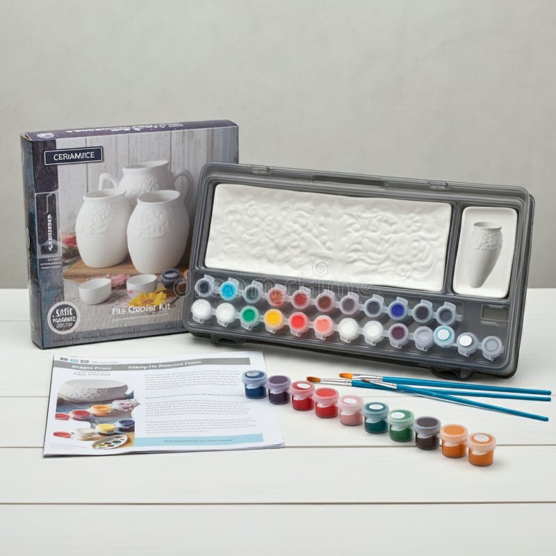 Ceramic Painting Kit Featuring an Assortment of Paints in Small Plastic ...