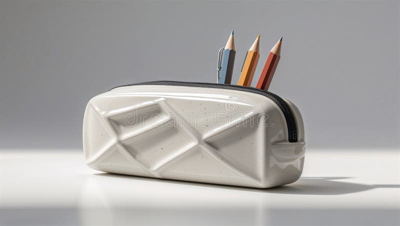 Photorealistic Image of a Ceramic Pencil Case with Wide Opening on a ...