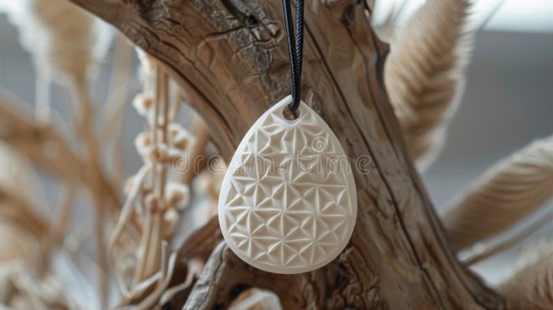 A Ceramic Pendant with Intricate Geometric Patterns Carved into Its ...