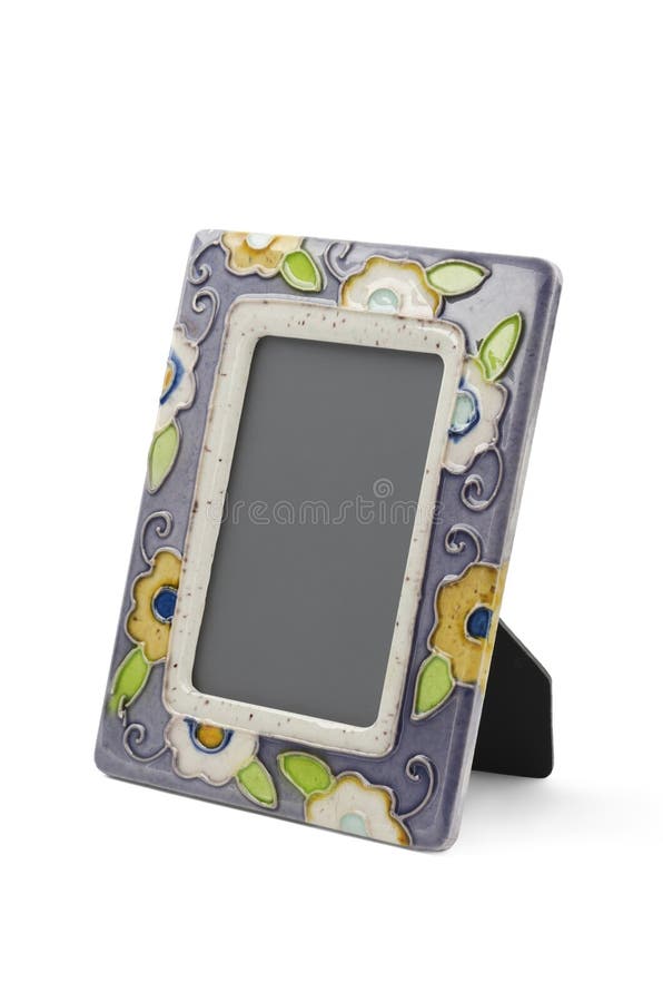 Ceramic Photo Frame Isolated on White Background Stock Image - Image of ...