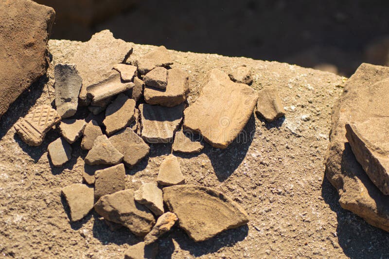 Ceramic Pieces Found in an Archaeological Excavation Stock Image ...