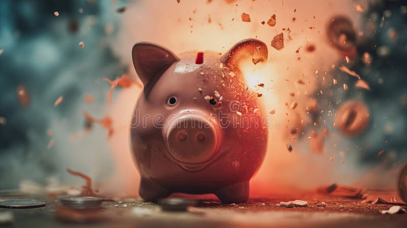 Ceramic Piggy Bank Exploded Stock Illustration - Illustration of ...