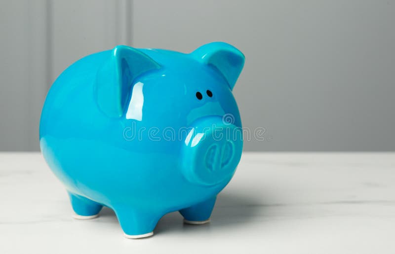 Ceramic Piggy Bank on White Marble Table. Space for Text Stock Image ...