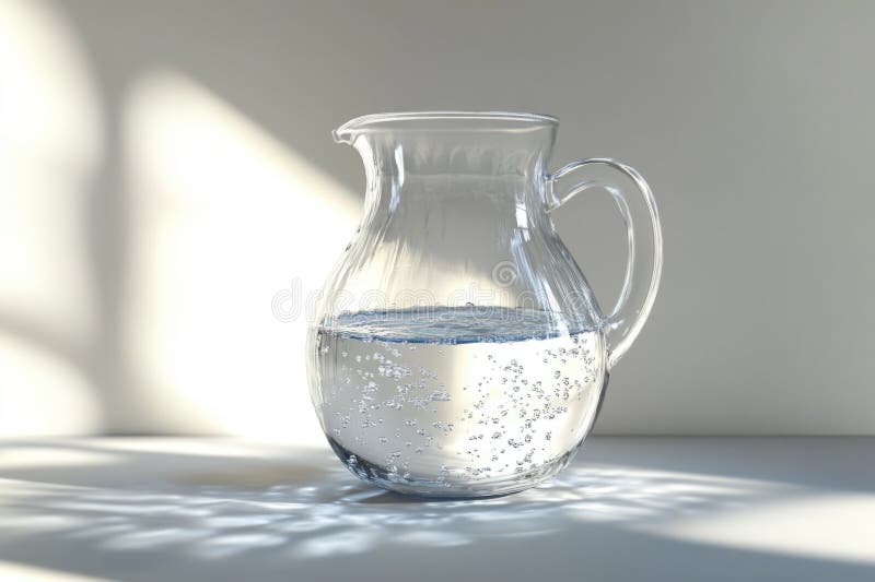 A Ceramic Pitcher Filled with Water Sits on a Wooden Table, Ready for ...