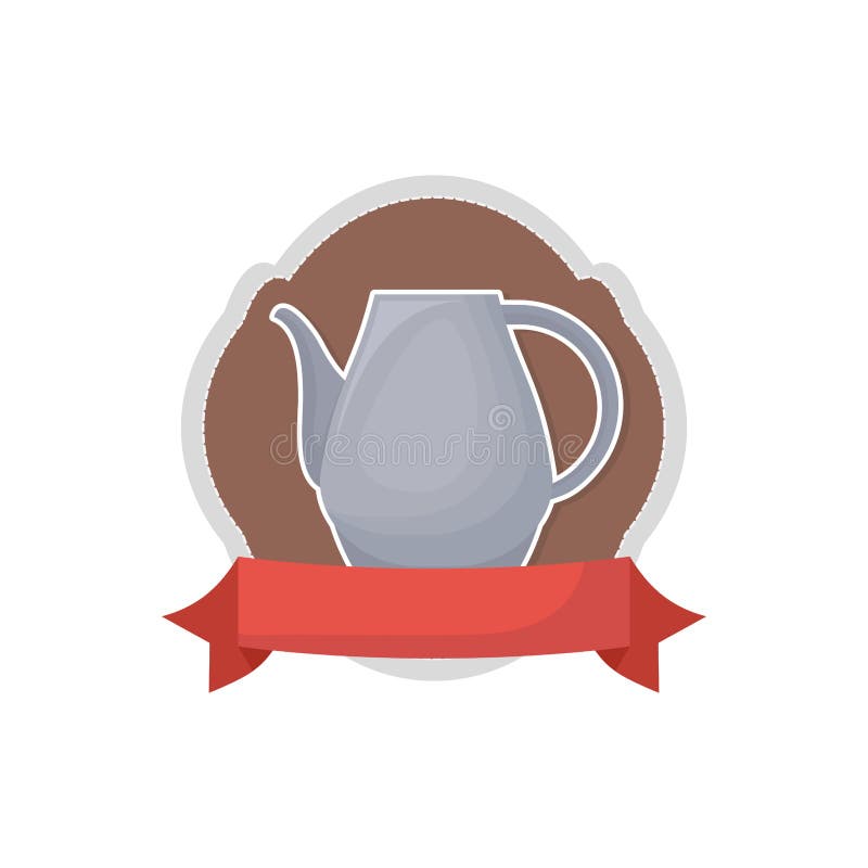 Ceramic Pitcher Kitchenware Utensil Banner Emblem Stock Illustration ...