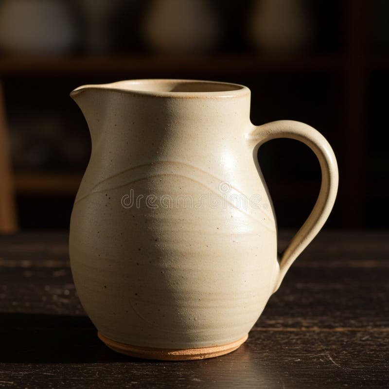 Ceramic Pitcher with a Wide Body, Narrow Neck, and a Sturdy Handle. the ...