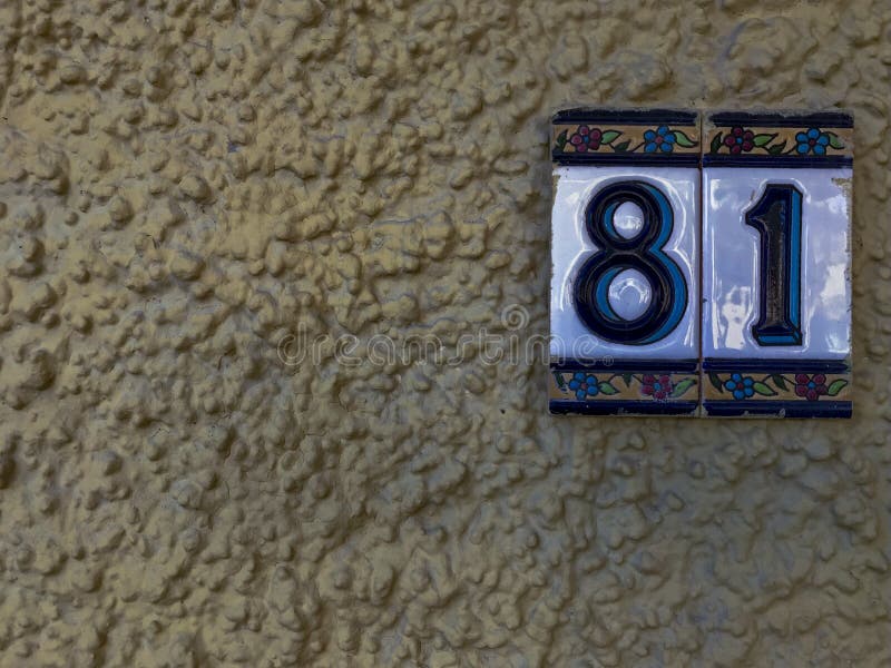 Ceramic Plaques Placed on the Wall with the Number Eighty-one Stock ...