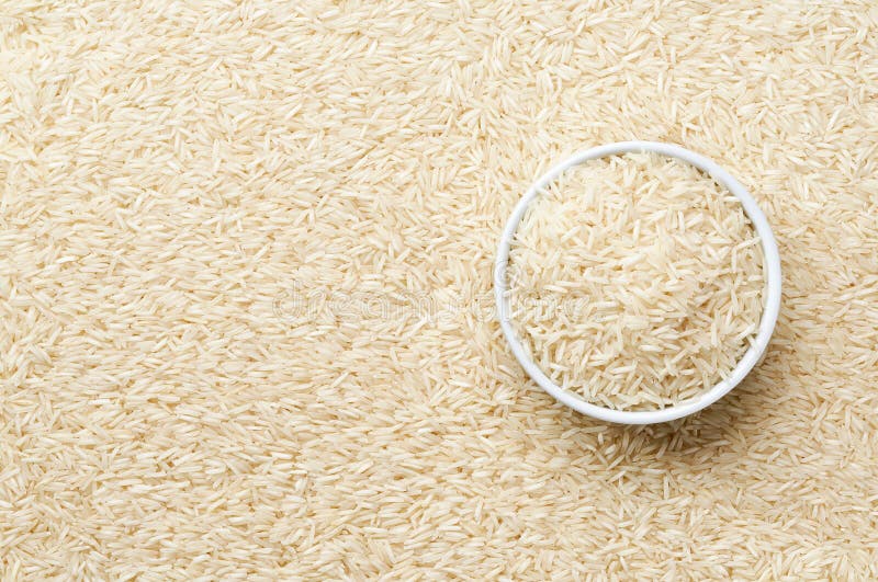 Ceramic Plate with Long Rice Basmati on a White Rice Background Close ...