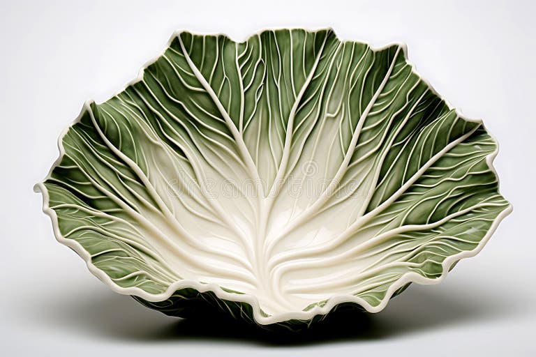 Ceramic Plate in the Shape of a Cabbage Leaf on a White Background ...