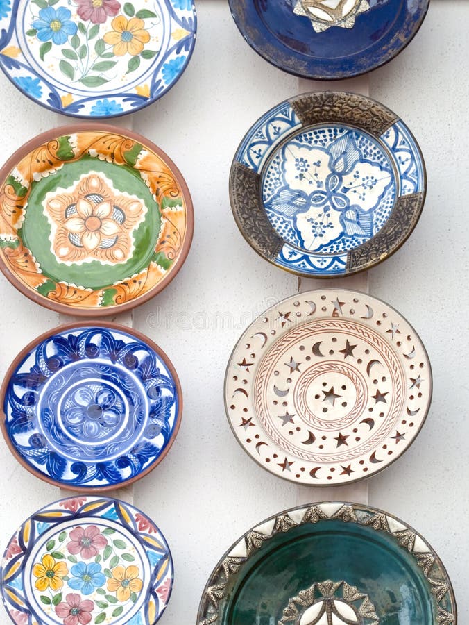 Traditional Portuguese Pottery Plates on a Wall in Algarve Stock Photo ...
