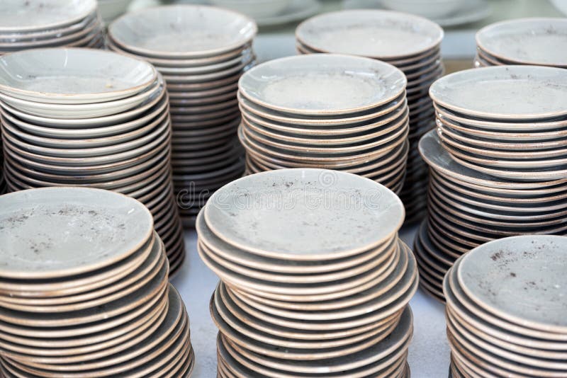 Ceramic Plates in Groups on Sale Stock Photo - Image of clay, empty ...