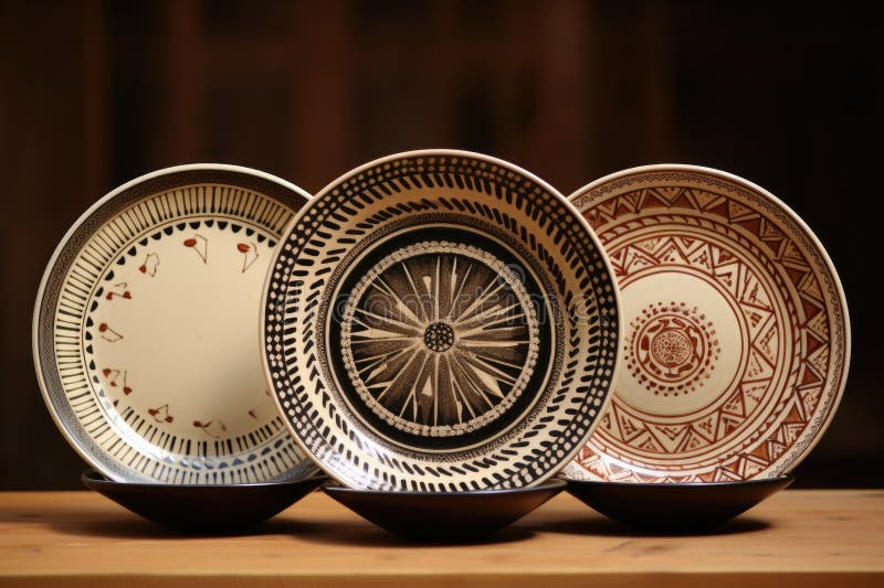 Ceramic Plates with Traditional Ethnic Designs Stock Image - Image of ...