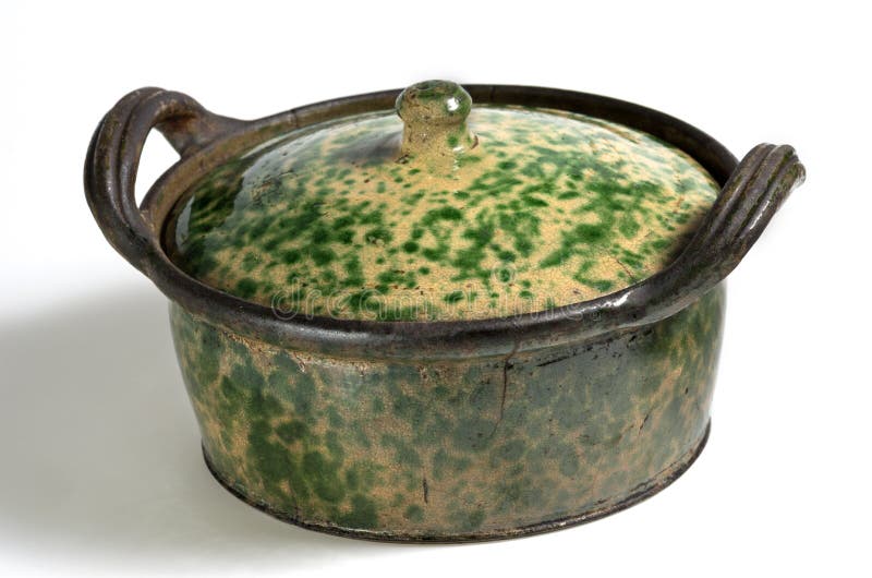 Ceramic pot with lid 2 stock image. Image of rustic, green - 24822637