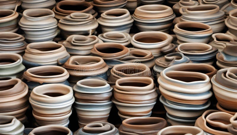 Ceramic Pots Crammed Together Stock Illustration - Illustration of ...
