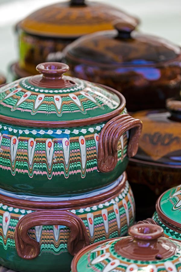 Detail Of Traditional Romanian Colored Pottery Stock Photo - Image of ...