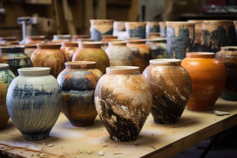 Ceramic Pots in Various Stages of Firing Process Stock Image - Image of ...