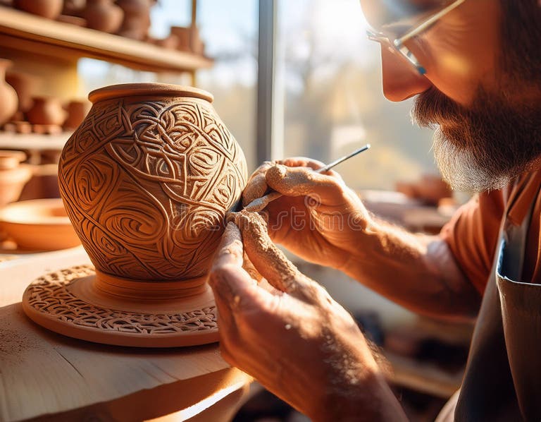 Ceramic Pottery with Celtic Patterns Being Crafted by an Irish Artisan ...