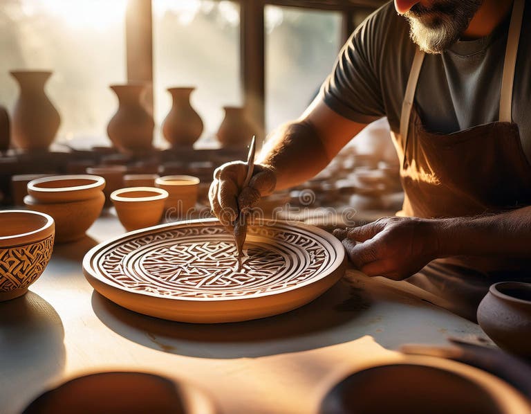 Ceramic Pottery with Celtic Patterns Being Crafted by an Irish Artisan ...