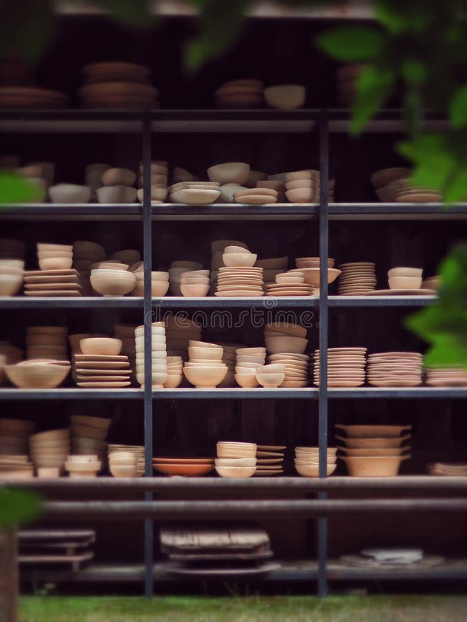 Ceramic pottery in park. stock photo. Image of flower - 153526290
