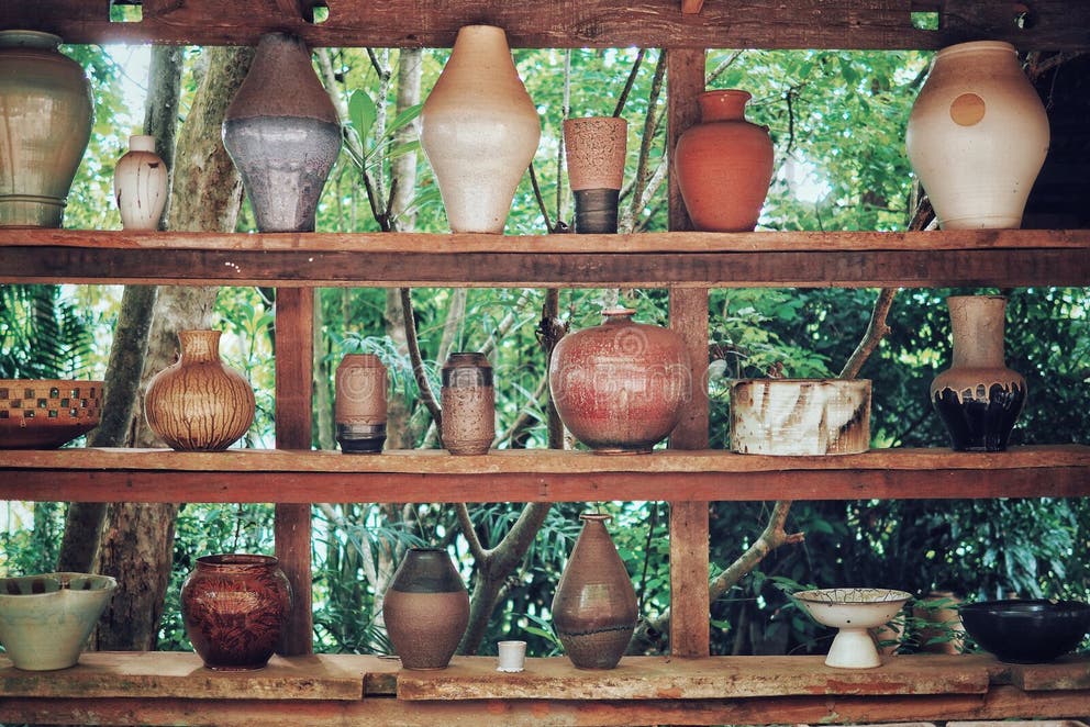 Ceramic pottery in park. stock image. Image of natural - 153526307