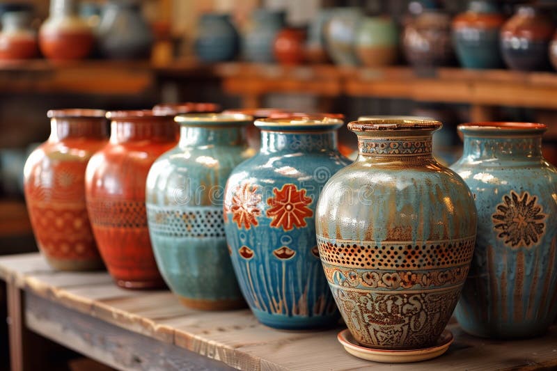 Ceramic Products. Shop Selling Handmade Ceramics Stock Illustration ...