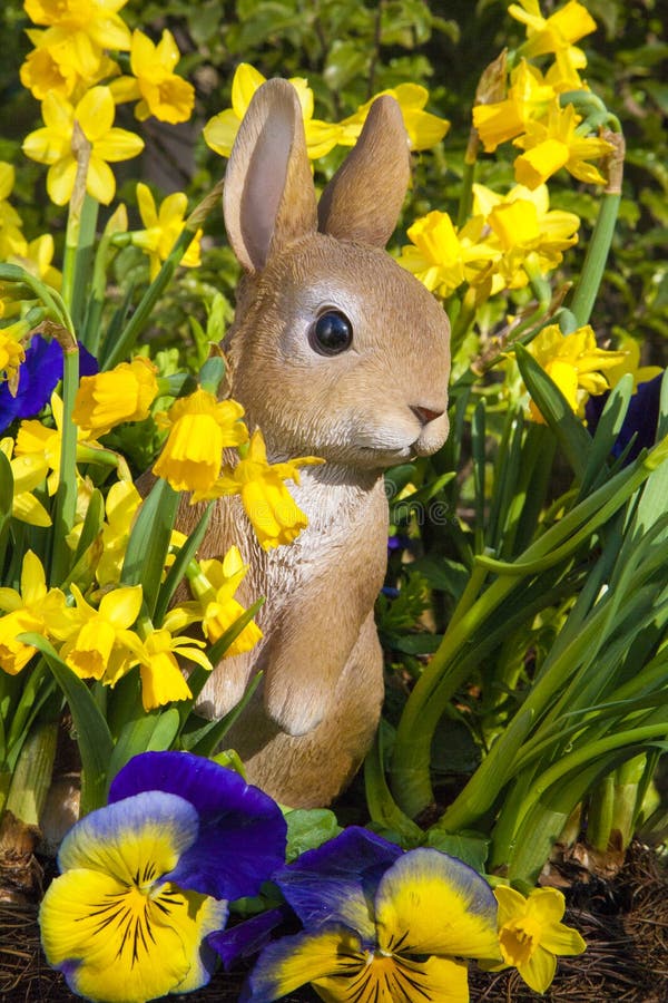 Ceramic Rabbit, Spring Flowers Stock Image - Image of rabbit, bunny ...