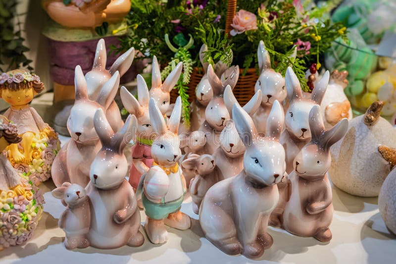 Charming Family Easter Rabbits Figurines Stock Photos - Free & Royalty ...