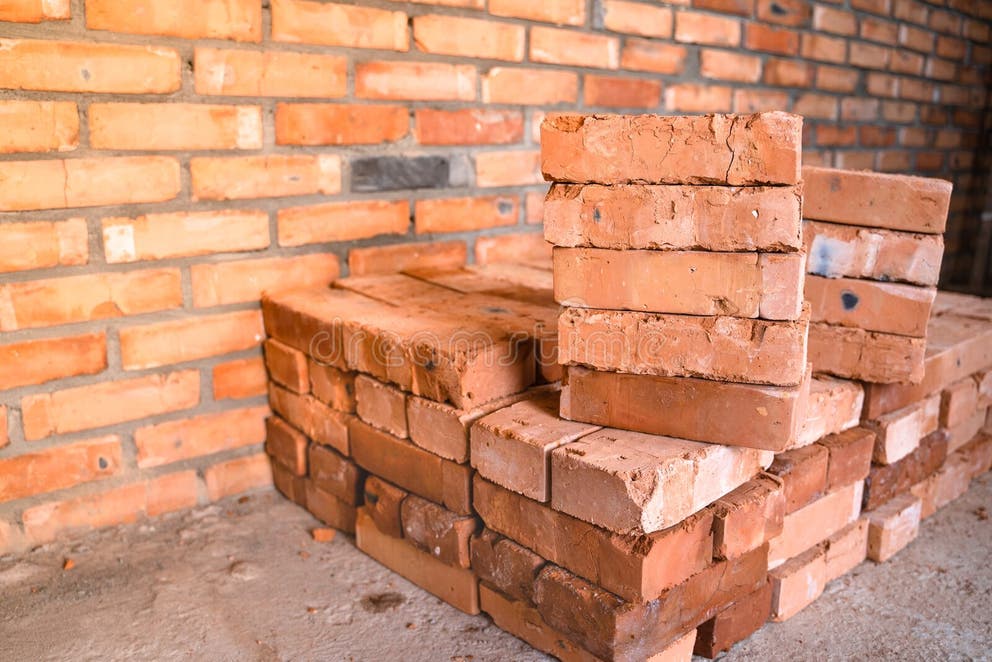 Ceramic Red Brick Stacked at a Construction Site Stock Image - Image of ...