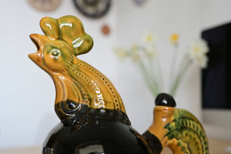 Ceramic Rooster Statue on the Kitchen Table Stock Photo - Image of ...