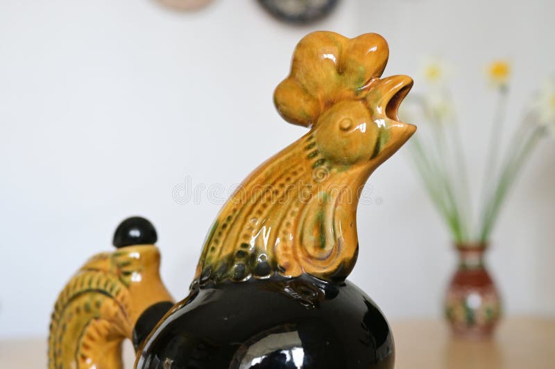 Ceramic Rooster Statue on the Kitchen Table Stock Photo - Image of ...