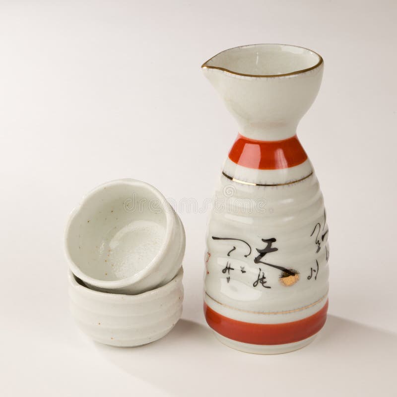 Ceramic Sake Bottle and Cups. Stock Image - Image of japan, ceremony ...