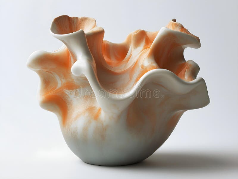 Ceramic Sculpture of a Shell, Beige and White Tones, Abstract Form ...