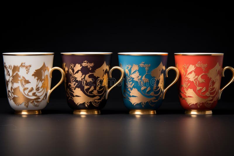 Ceramic Set of Different Cups. Generate Ai Stock Illustration ...