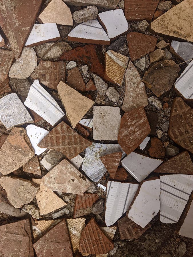 Ceramic Shards and Building Debris Stock Image - Image of brickwork ...