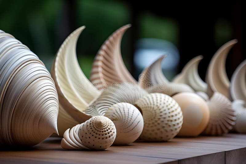 Ceramic Shell Sculptures on Display Stock Image - Image of decorative ...