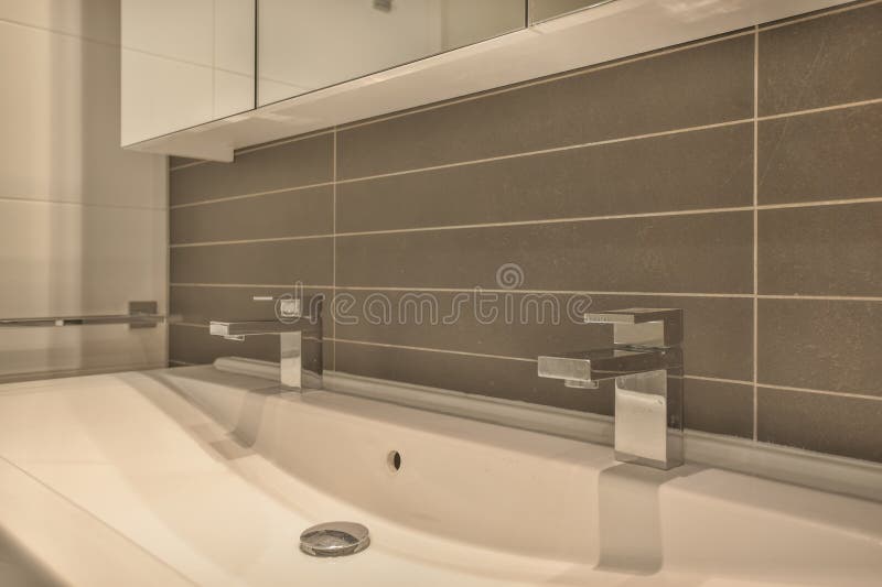 Ceramic Sink with Double Tap Stock Photo - Image of home, domestic ...