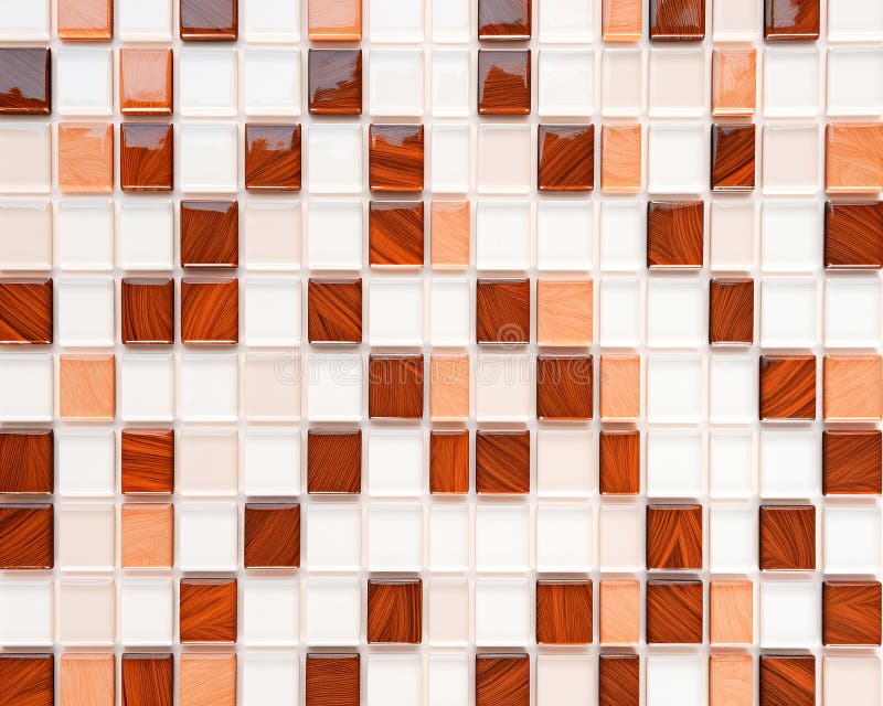 Ceramic Small Square Tiles, Mosaic for Bathroom in White and Brown ...