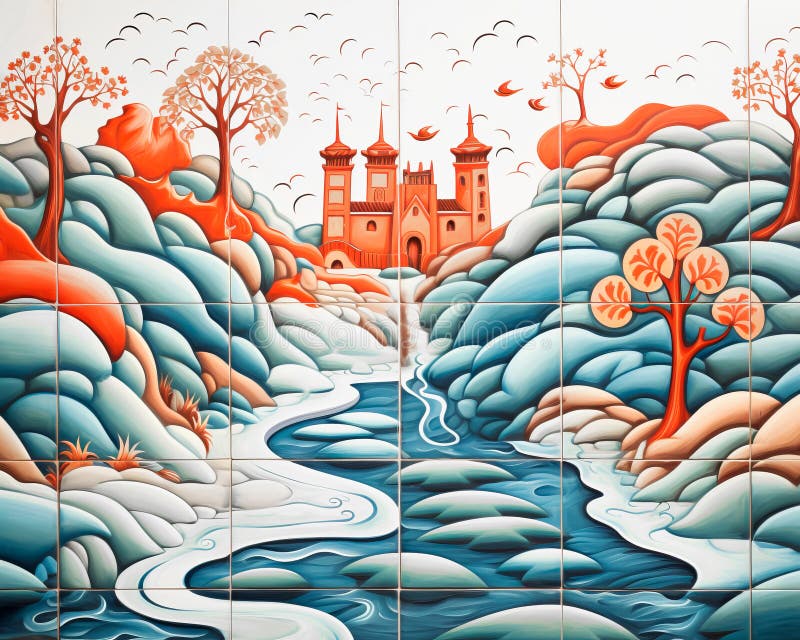 Ceramic Square Tile Pattern for White and Orange Color. Interior Design ...