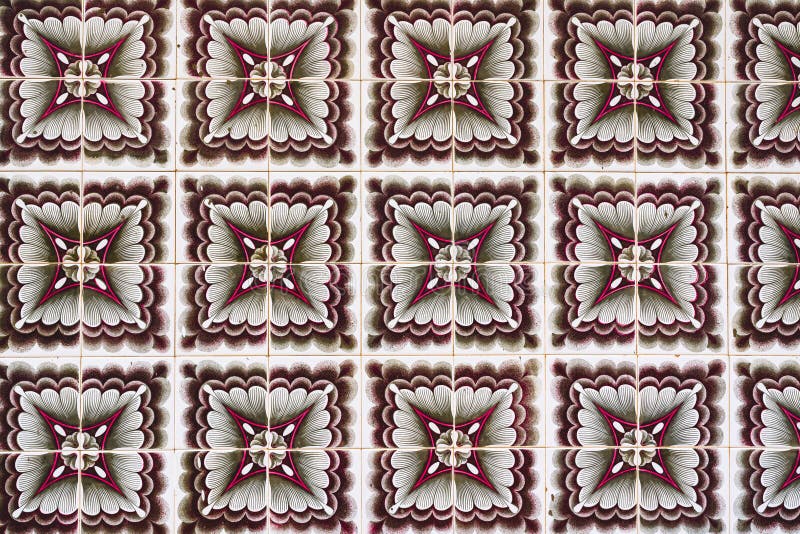 Ceramic Square Tiles with Small Ornamental Mosaic Pieces. Old Tiles ...