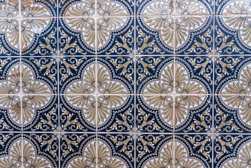 Ceramic Square Tiles with Small Ornamental Mosaic Pieces. Old Tiles ...